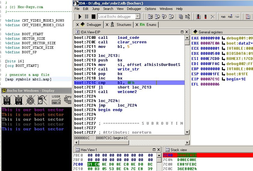 Develop your master boot record and debug it with IDA Pro and the Bochs ...